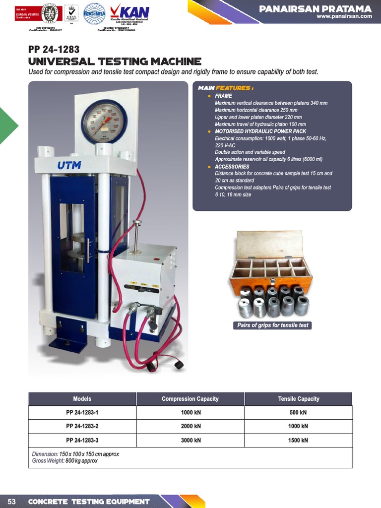 Universal Testing Machine Specifications | PDF | Mechanical Engineering
