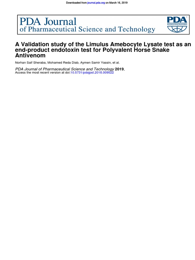 Validation Endotoxine Test | PDF | Chemistry