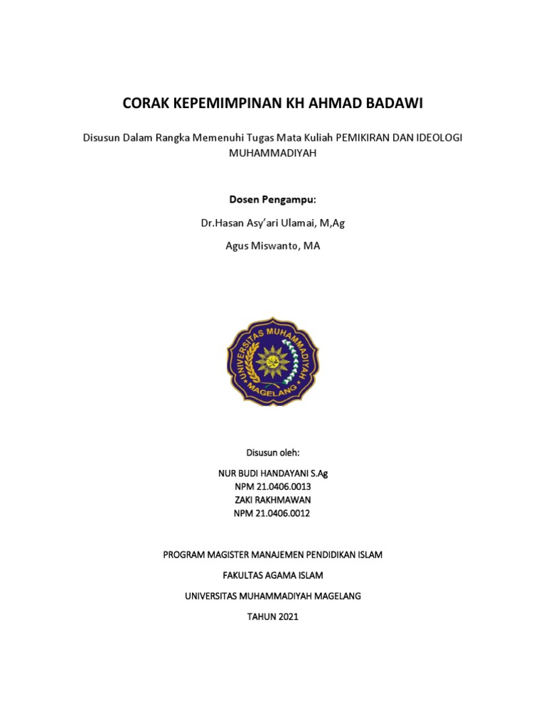 KEPEMIMPINAN KH AHMAD BADAWI DI MUHAMMADIYAH | PDF
