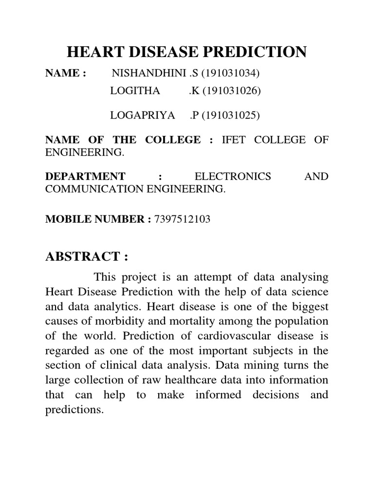 Heart Disease Prediction | PDF