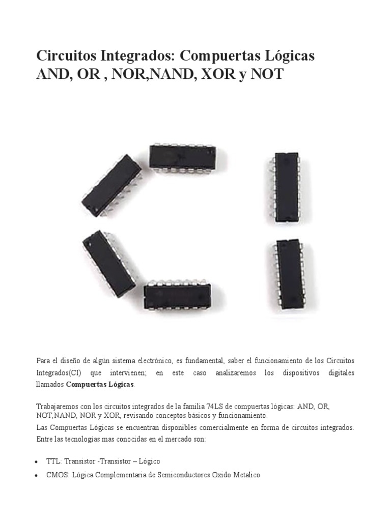 Circuitos Integrados Compuertas | PDF | Puerta lógica | Ingeniería ...