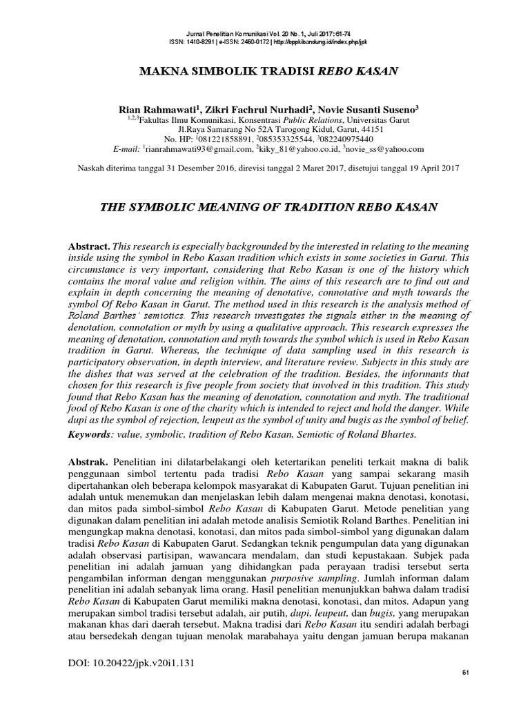 Makna Simbolik Tradisi Rebo Kasan | PDF