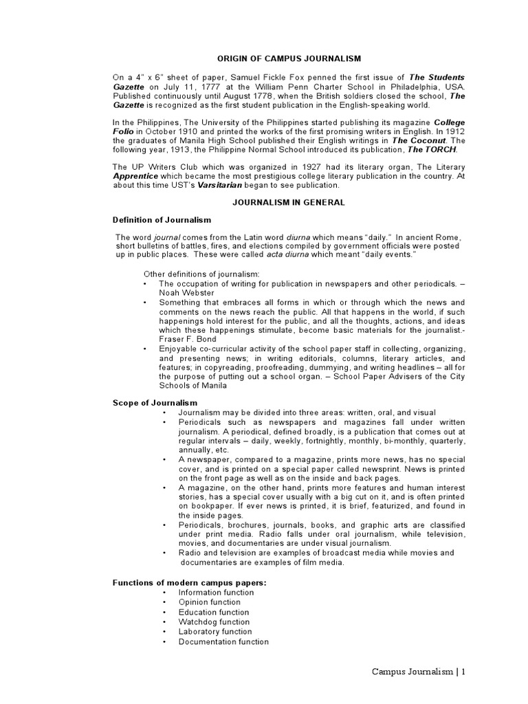 Campus Journalism | PDF | Journalism | Linguistics
