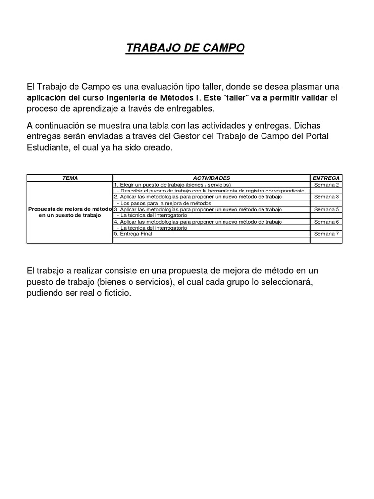 Trabajo de Campo | PDF