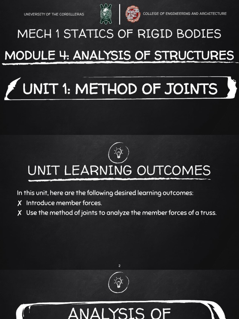 Mech 1 Module 4 Unit 1 (Method of Joints) | PDF | Truss | Force Mech 1 Module 4 Unit 1 (Method of Joints) | PDF | Truss | Force