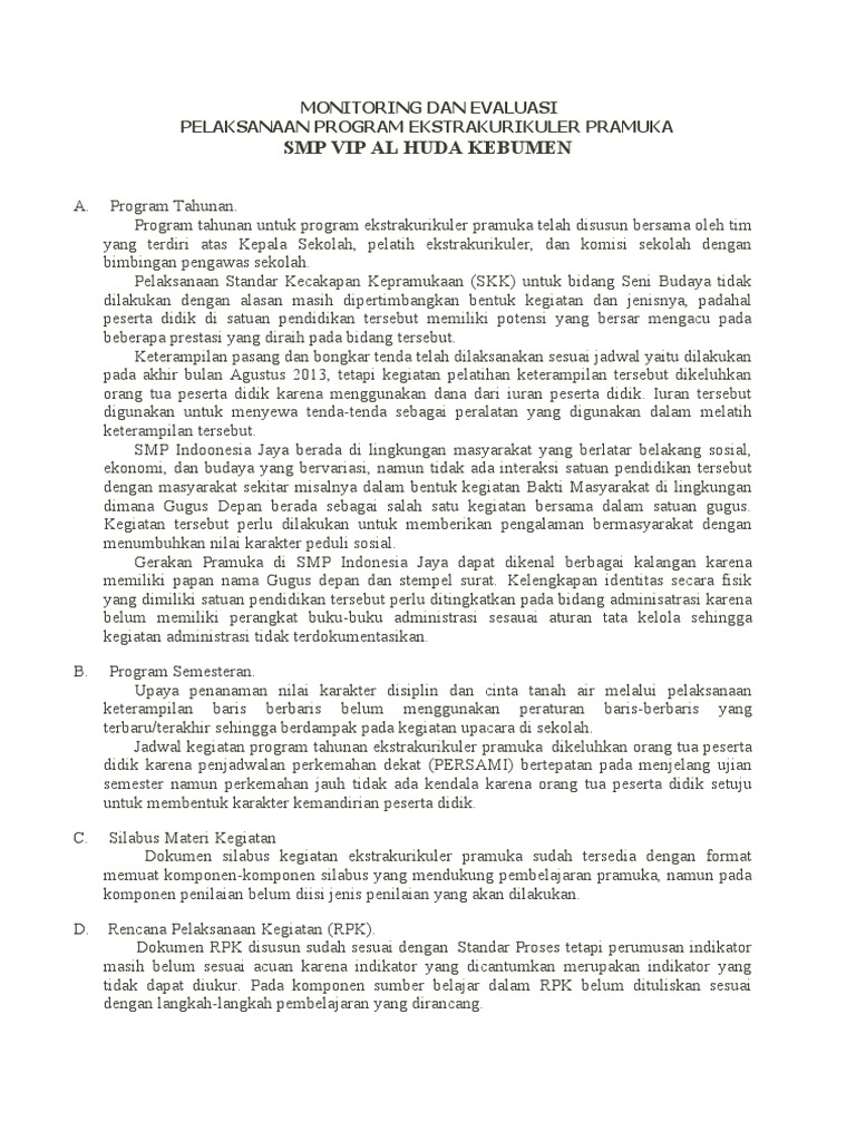Monitoring Dan Evaluasi Pramuka | PDF