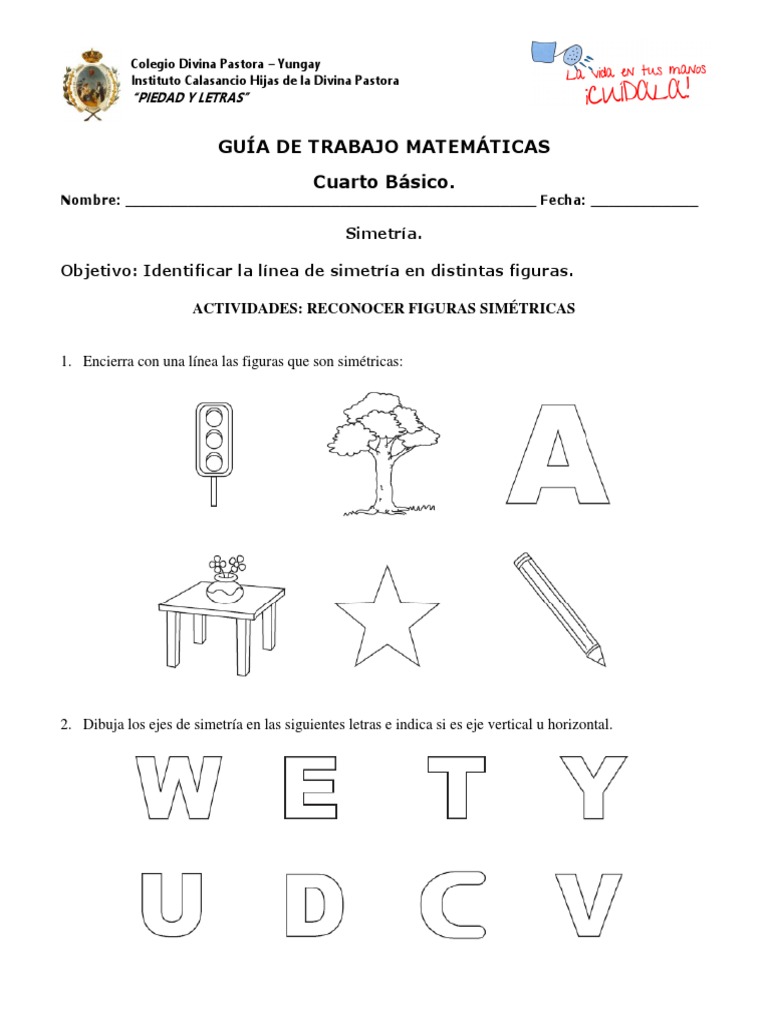 Guía de Matemáticas Cuarto Simetría Guia | PDF