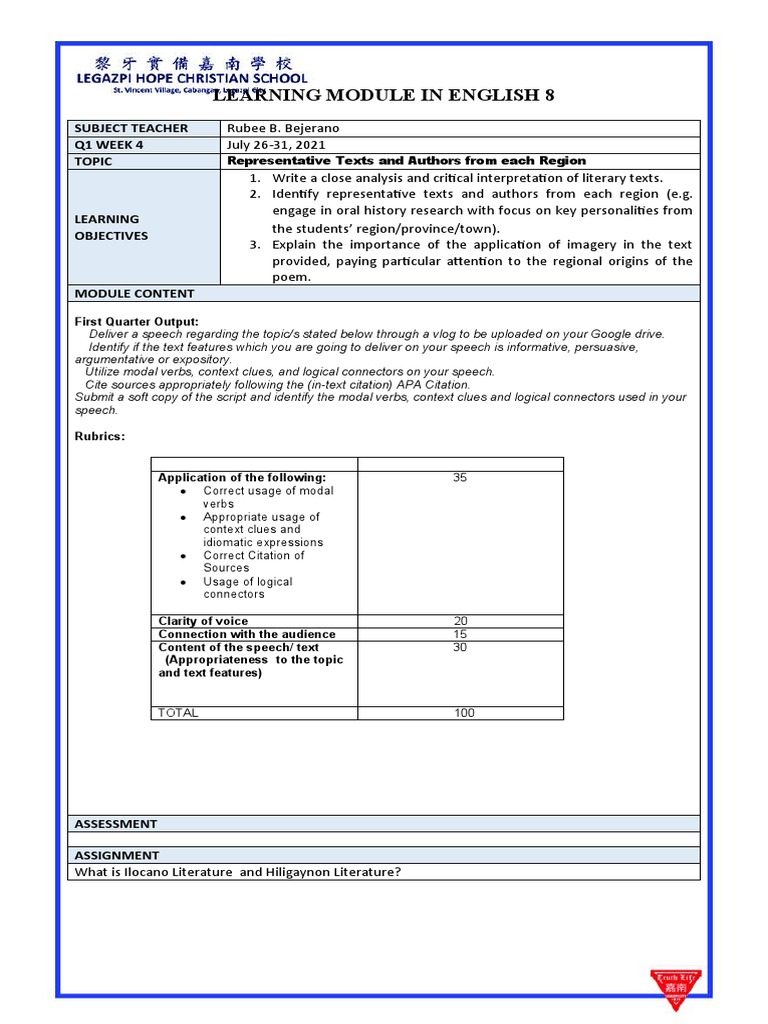 English 8 Output | PDF