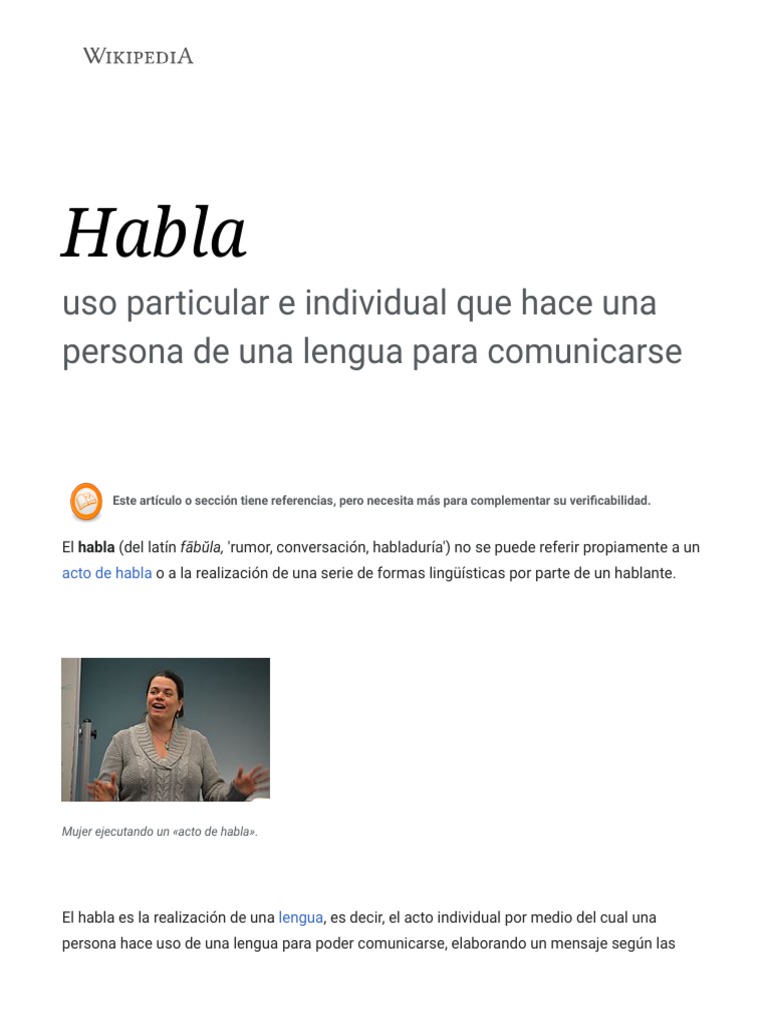 Habla - Wikipedia, La Enciclopedia Libre | PDF