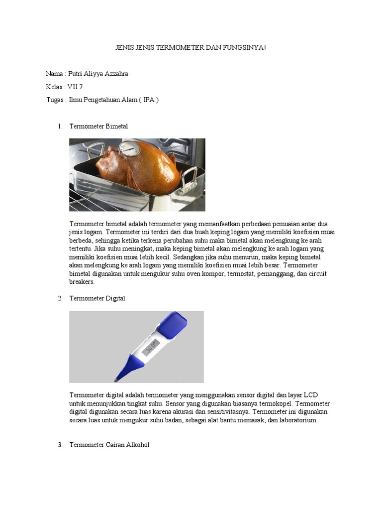 Jenis Jenis Termometer Dan Fungsinya | PDF