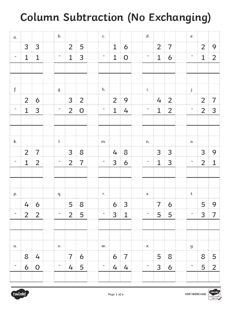 2 Digit-Column-Subtraction-Activity-Sheets-Worksheet | PDF