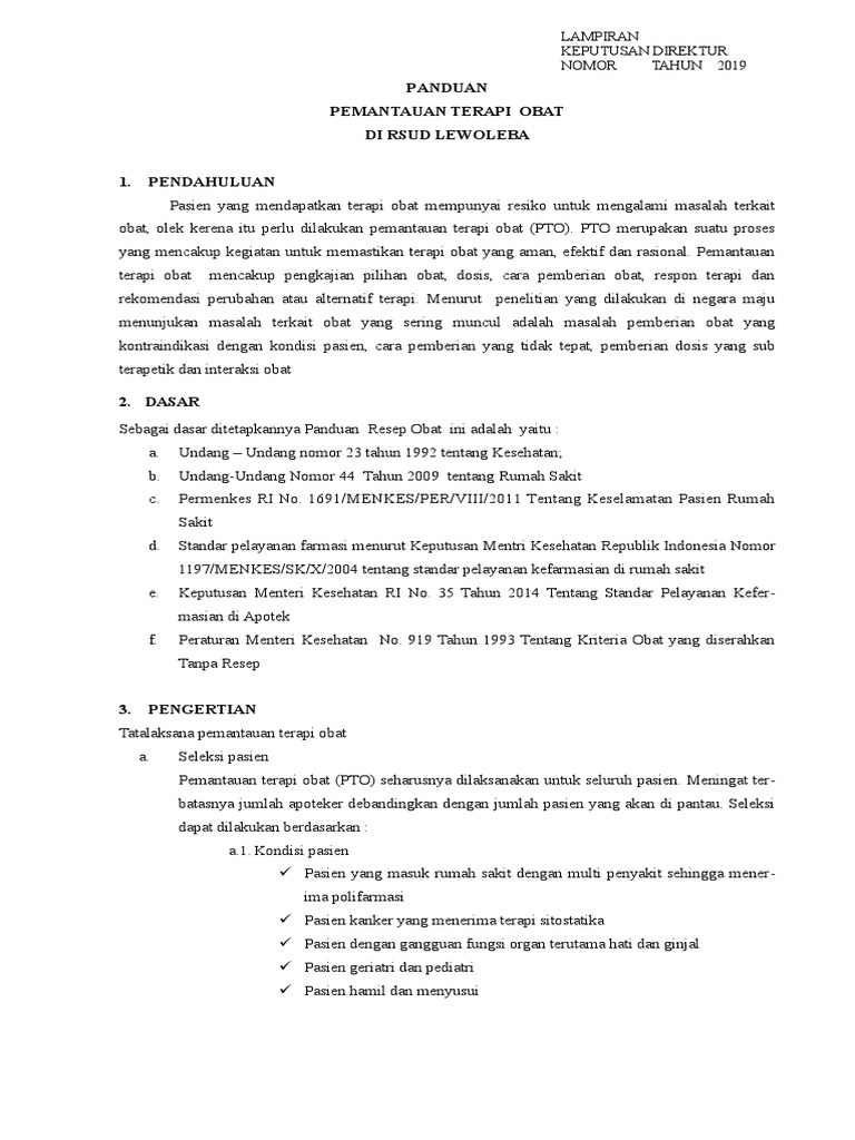 Pedoman Pemantauan Terapi Obat Dan Efek Samping Obat Serta | PDF