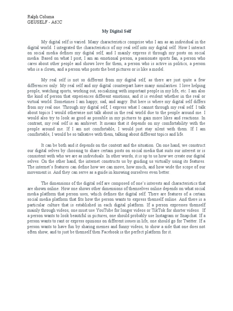Understanding My Digital Self | PDF | Social Media | Popular Culture ...