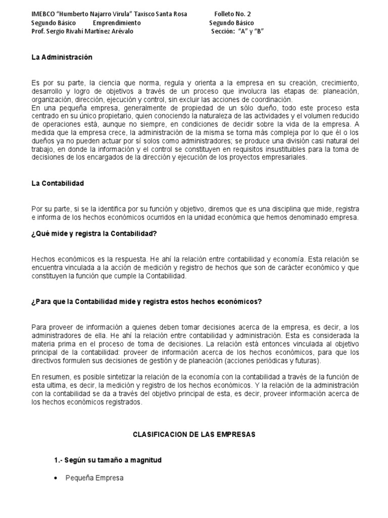 Emprendimiento Segundo Basico Contabilidad Pdf Business Contabilidad