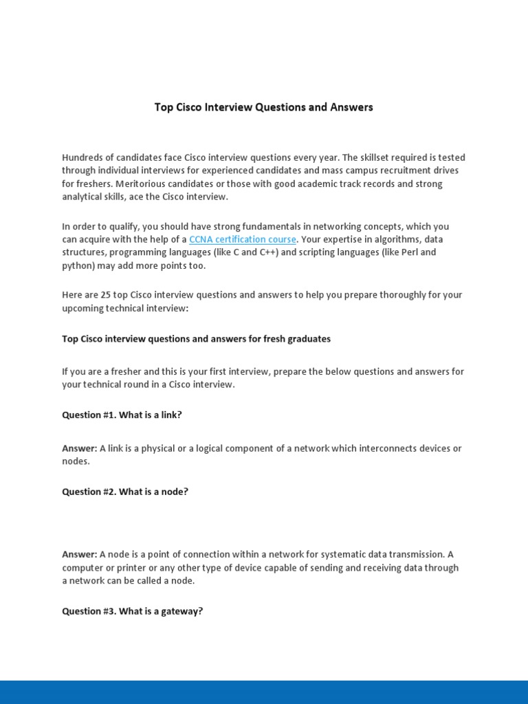 Top Cisco Interview Questions and Answers | PDF | Computer Network ...