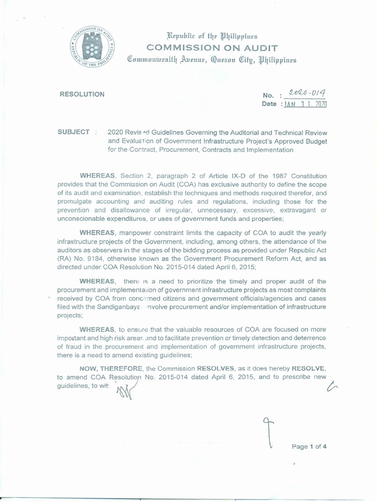 Revised COA Guidelines for Infrastructure Audit | PDF | Audit | Government