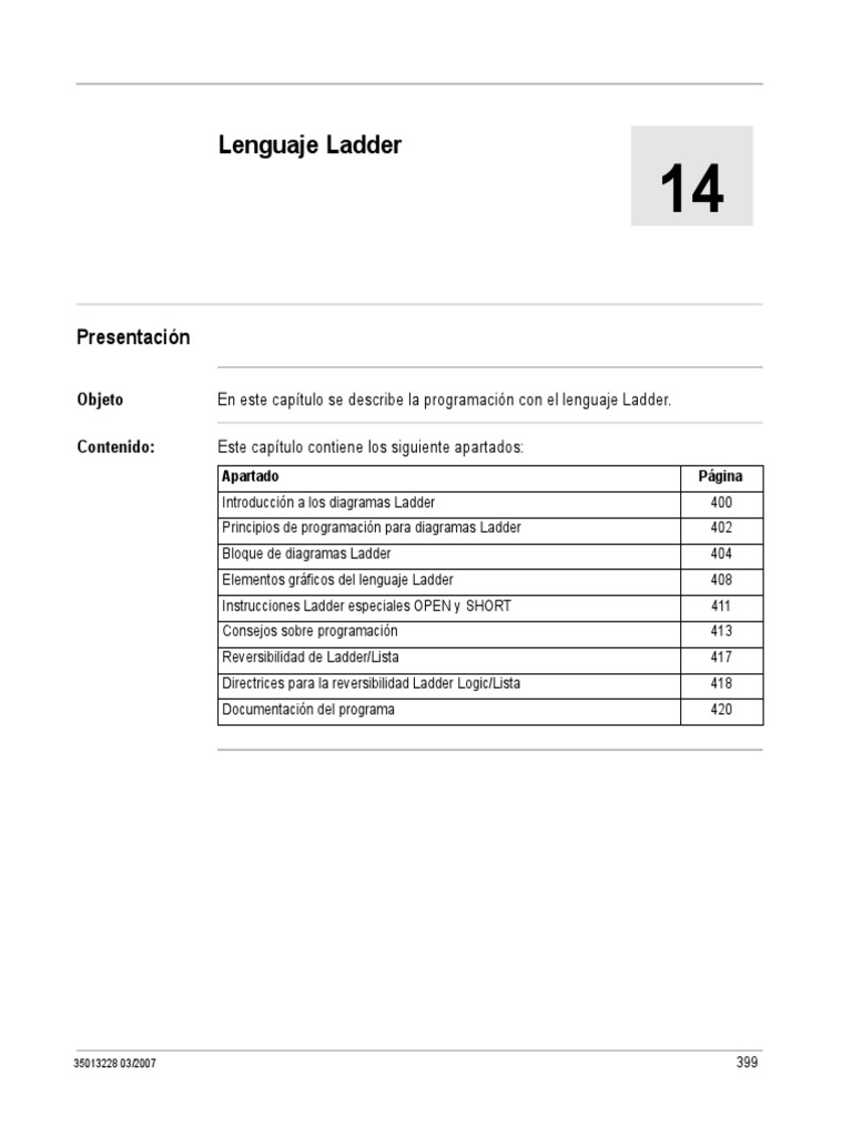 Lenguaje Ladder. Presentación. Objeto. en Este Capítulo Se Describe La Programación Con El ...
