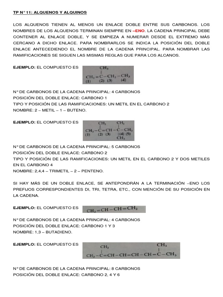 TP 11 - Alquenos y Alquinos | PDF