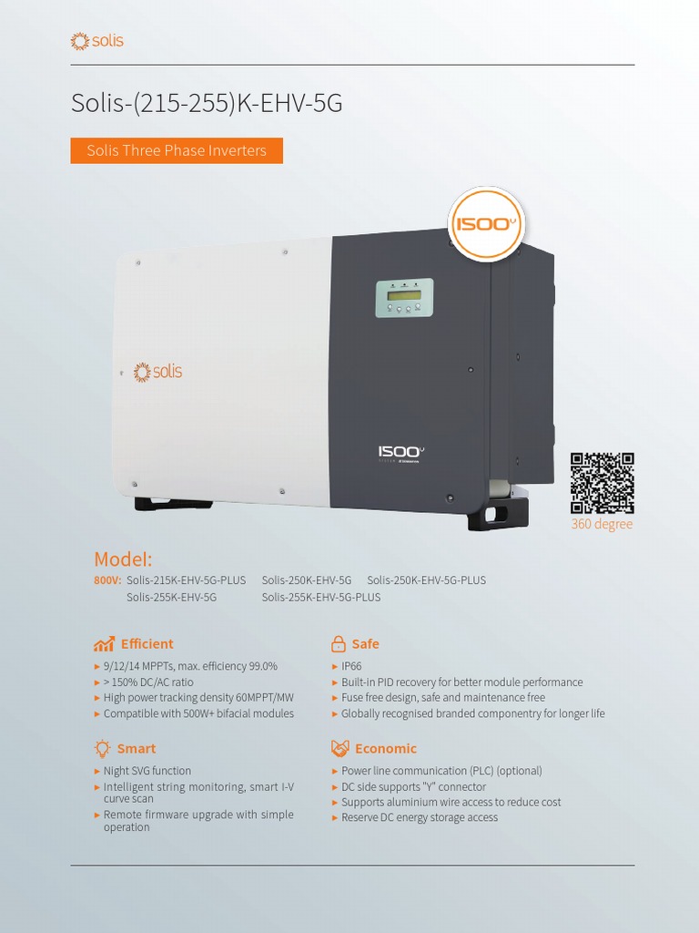 Solis - Datasheet - Solis (215 255) K EHV 5G | PDF | Electrical Grid | Physical Quantities