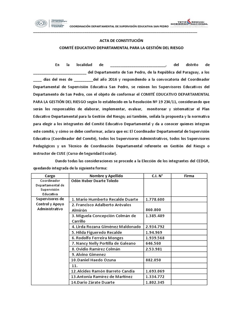 Acta de Conformación de Los Comités | PDF