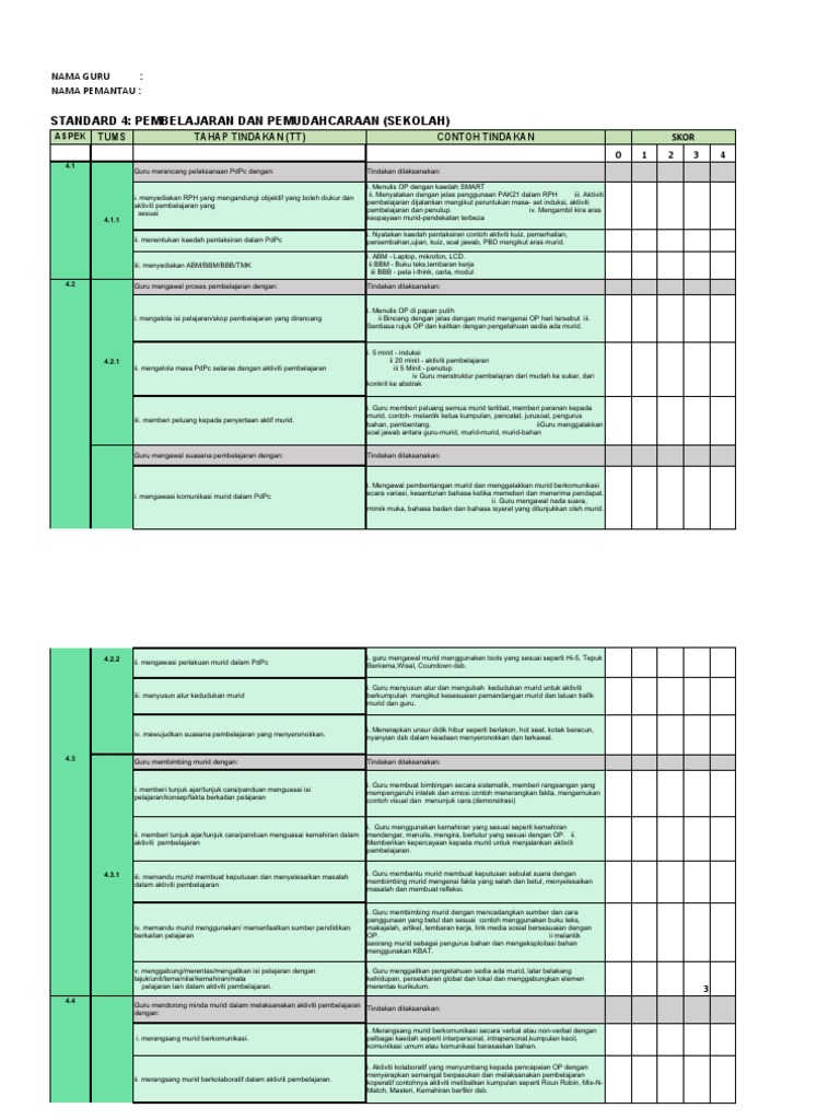 Huraian Pencerapan Standard 4 | PDF
