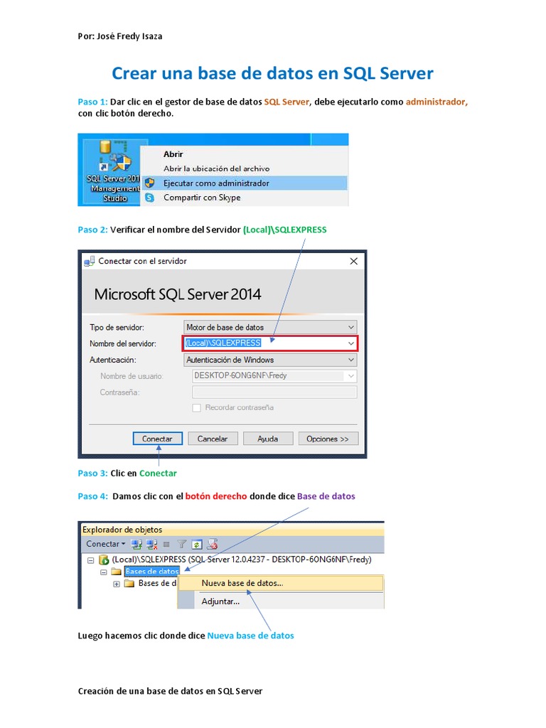 Crear Una Base de Datos en SQL Server: Paso 1 | PDF