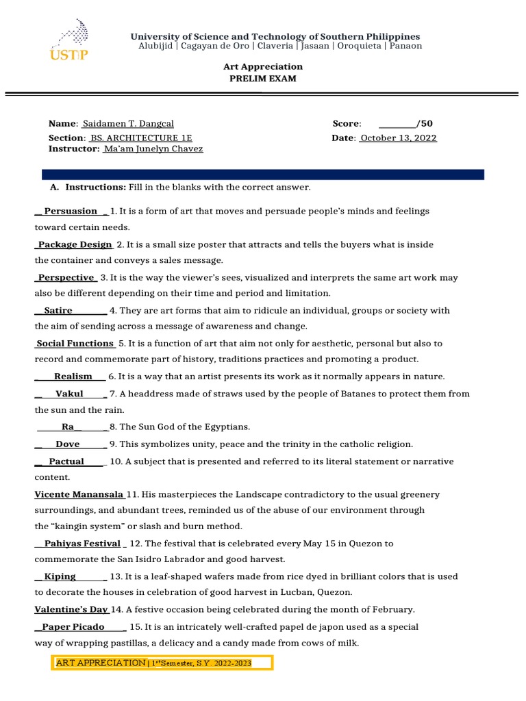 Prelim Art App2 | PDF | Humanities | Concept