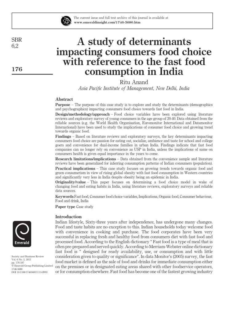 A Study | PDF | Fast Food Restaurants | Obesity