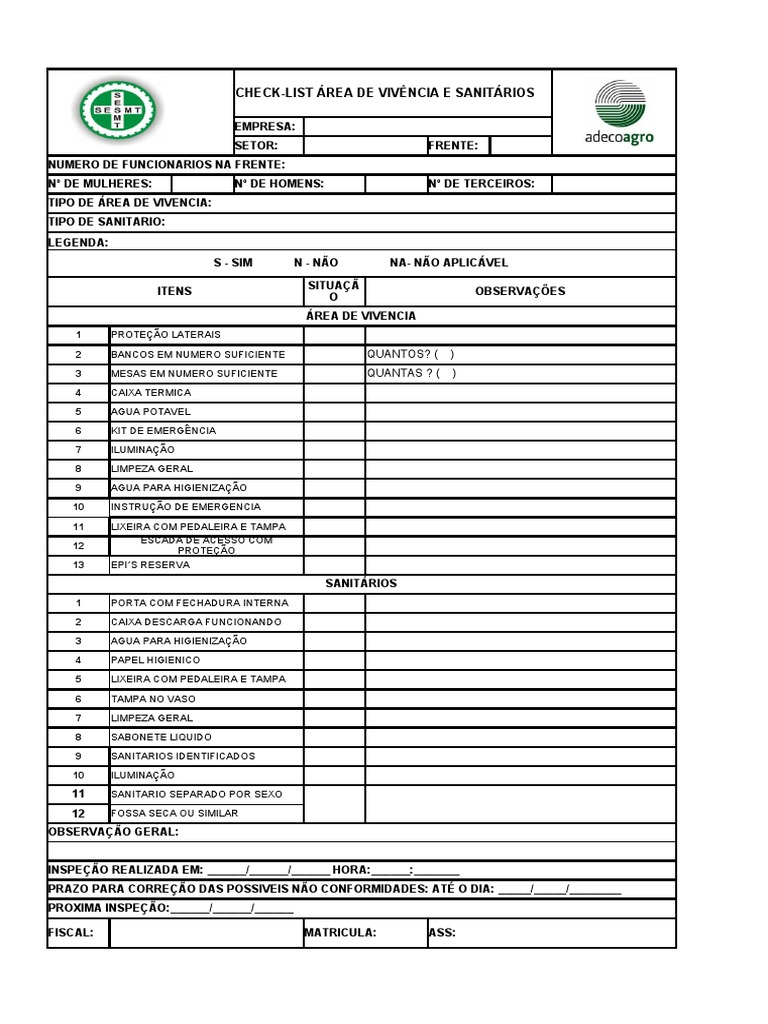 Check List Ônibus Rural | Download grátis PDF | Banheiro | Tecnologia ...