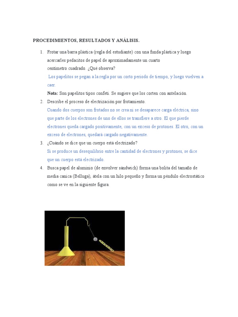 Electrización por Frotamiento: Análisis | PDF | Carga eléctrica ...