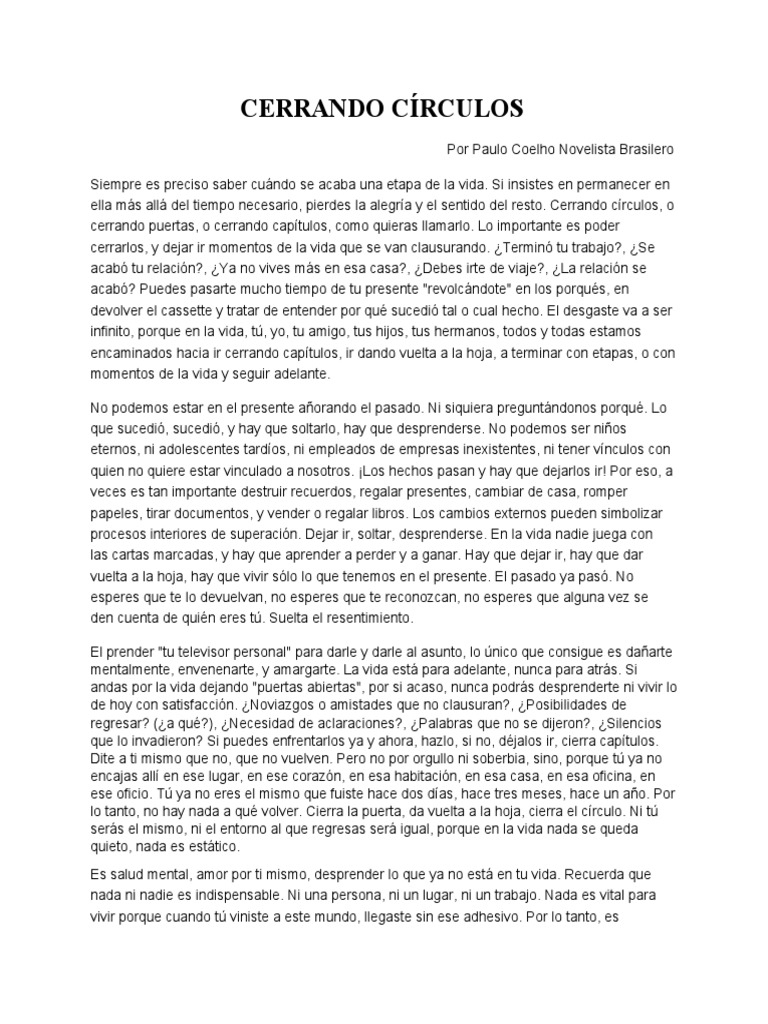 Cerrando Círculos: Soltar y Avanzar | PDF
