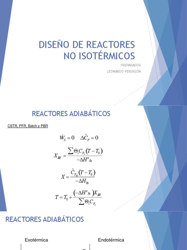 Preparaduria Diseño de Reactores No Isotermicos | PDF | Reactor Quimico | Motor a reacción