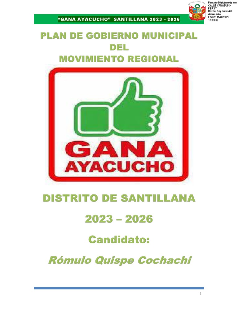 Plan de Gobierno Luricocha Gana Yacucho | PDF | Estudios de género ...