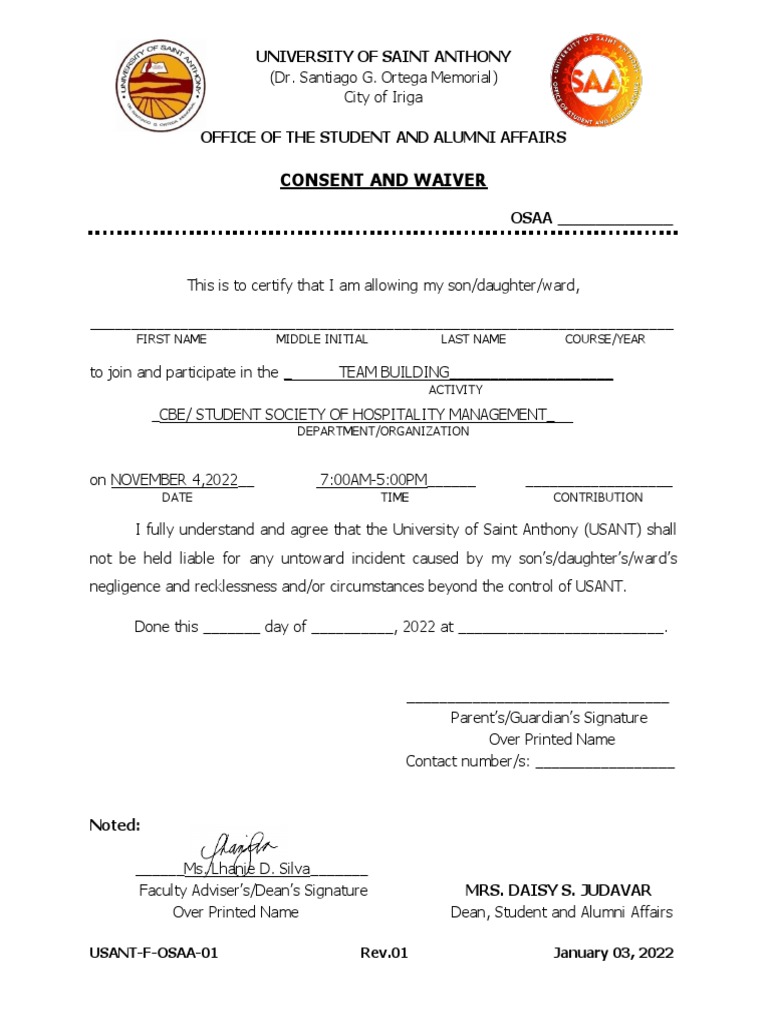 Team Building Activity Waiver Form | PDF | Wellness