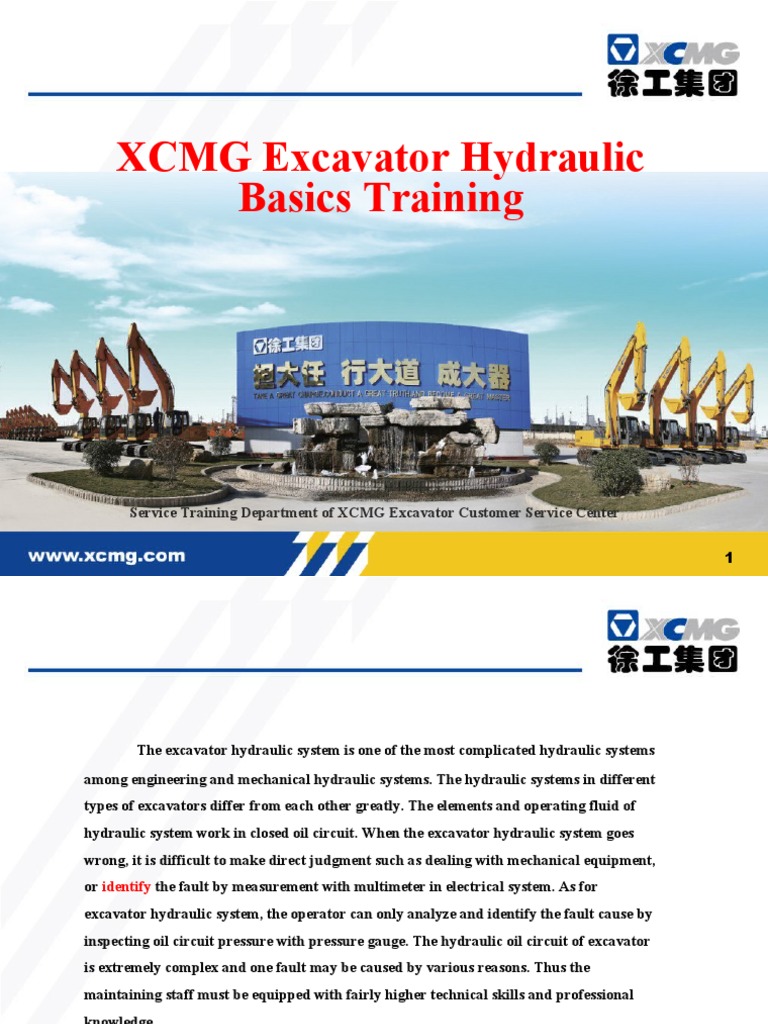 XCMG Excavator Hydraulic Basics Training | PDF | Pump | Valve