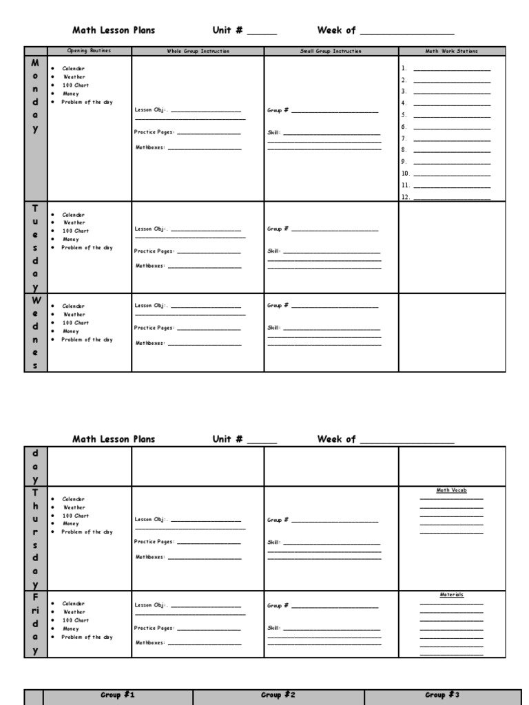 Weekly Math Lesson Plans | PDF