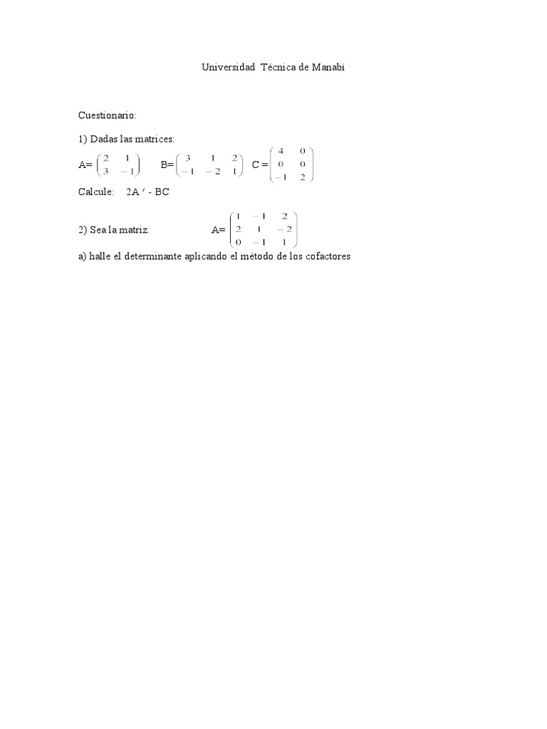 Evaluacion #1 Matrices | PDF