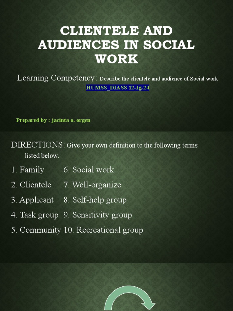 Diass Clientele and Audiences in Social Work | PDF | Social Work | Community