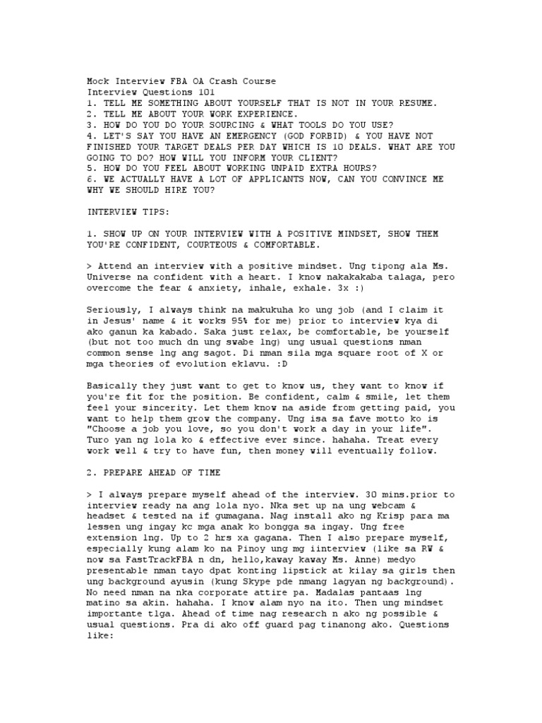 Mock Interview Tips | PDF
