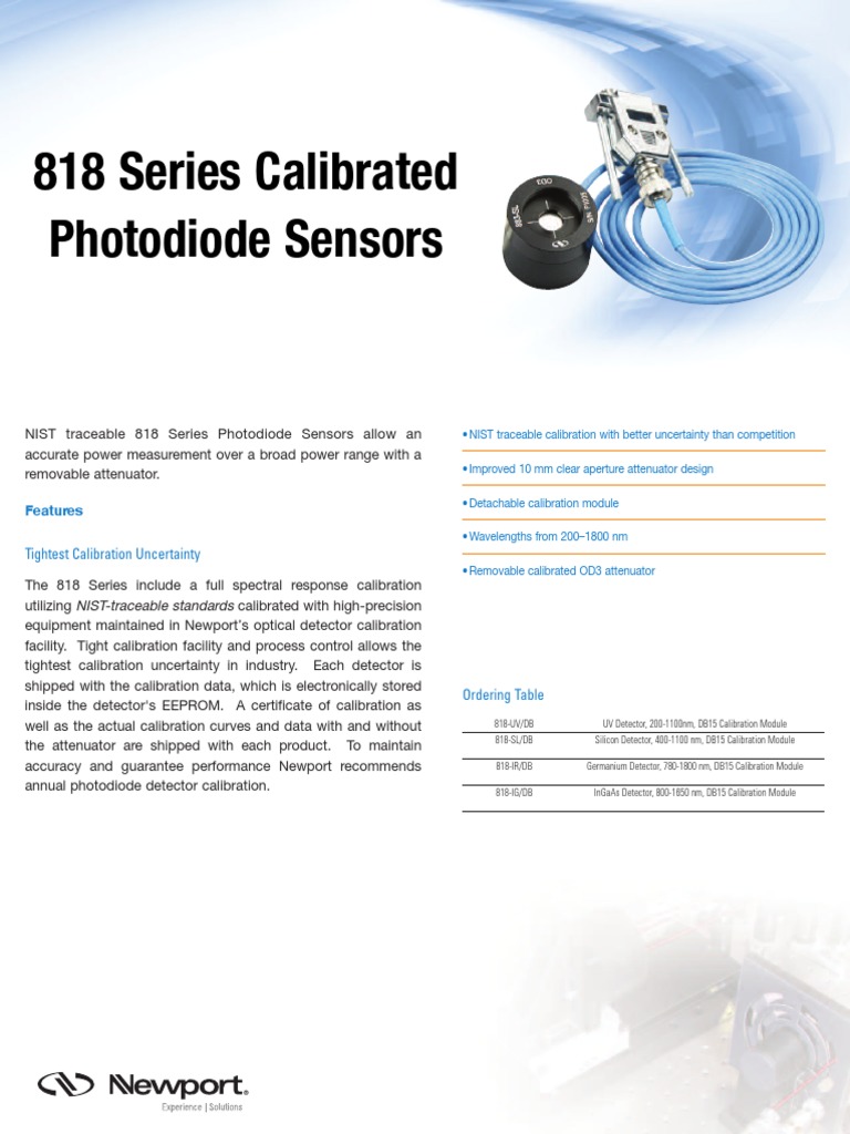 818 Series Photodiode Sensors Data Sheet | PDF | Calibration ...