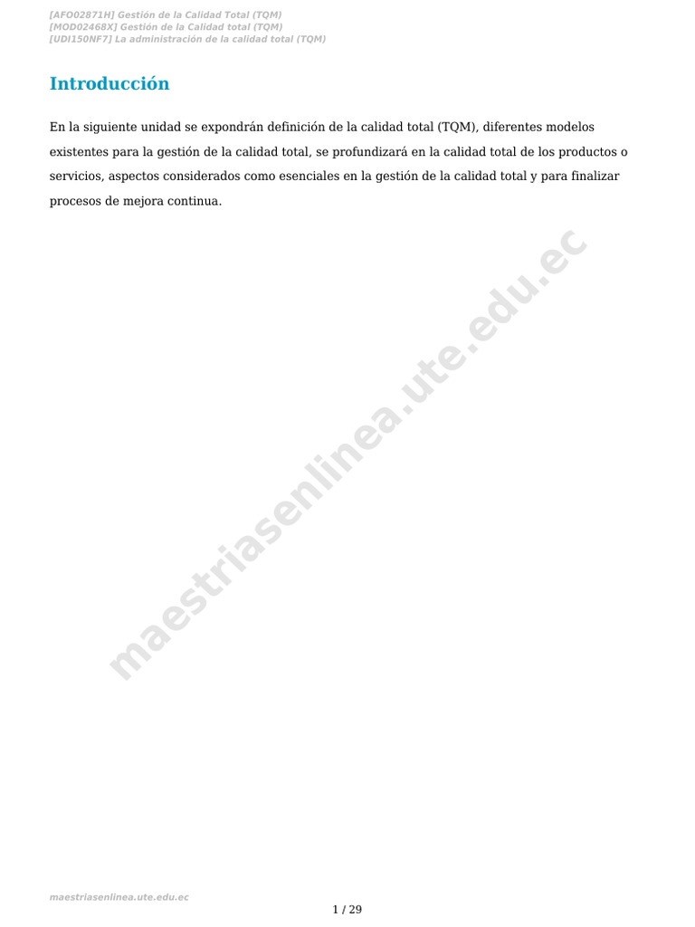UNIDAD 1 La Administración de La Calidad Total (TQM) | PDF | Calidad ... UNIDAD 1 La Administración de La Calidad Total (TQM) | PDF | Calidad ...
