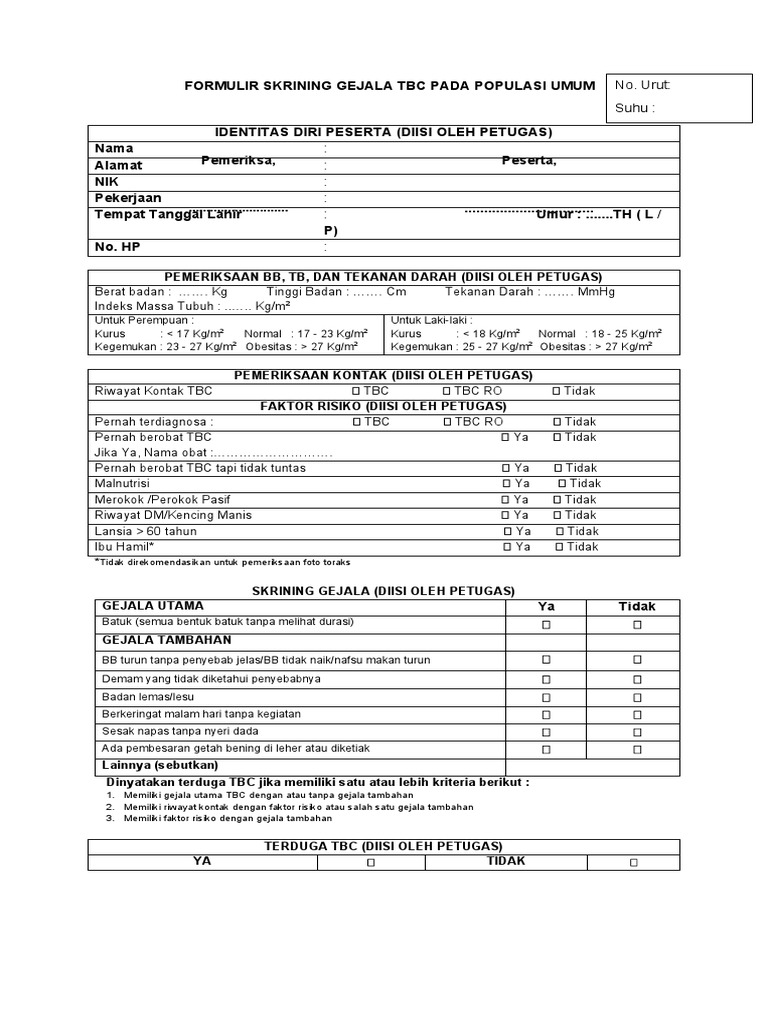 Formulir Skrining TBC | PDF