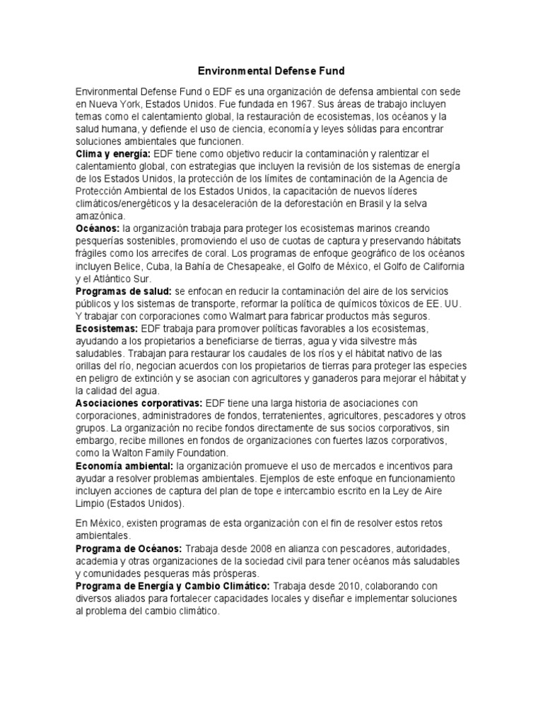 Environmental Defense Fund | PDF | Pesquería | Entorno natural
