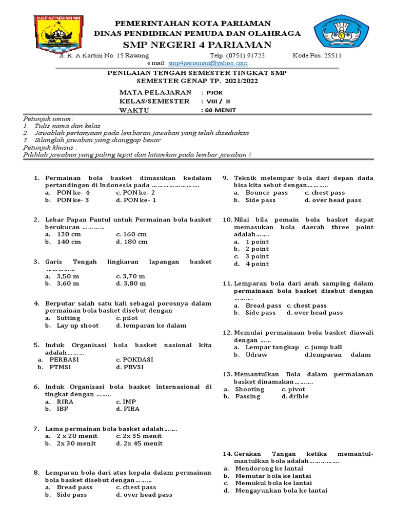 Uts Kelas 8 TP 2021-2022 Pjok | PDF