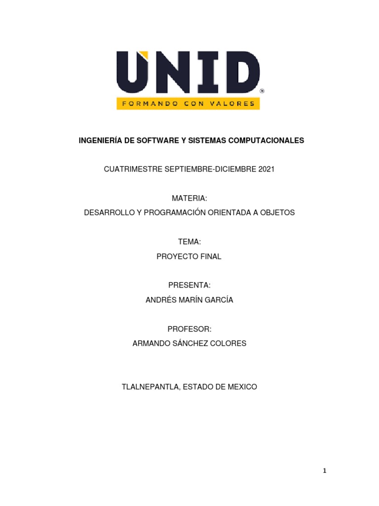 PROYECTO FINAL Diseño y Administración de Bases de Datos Andrés Marín | PDF | Bases de datos ...