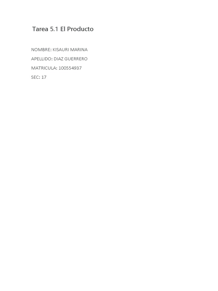 Tarea 5.1 El Producto | PDF | Producto (Negocio) | Marketing
