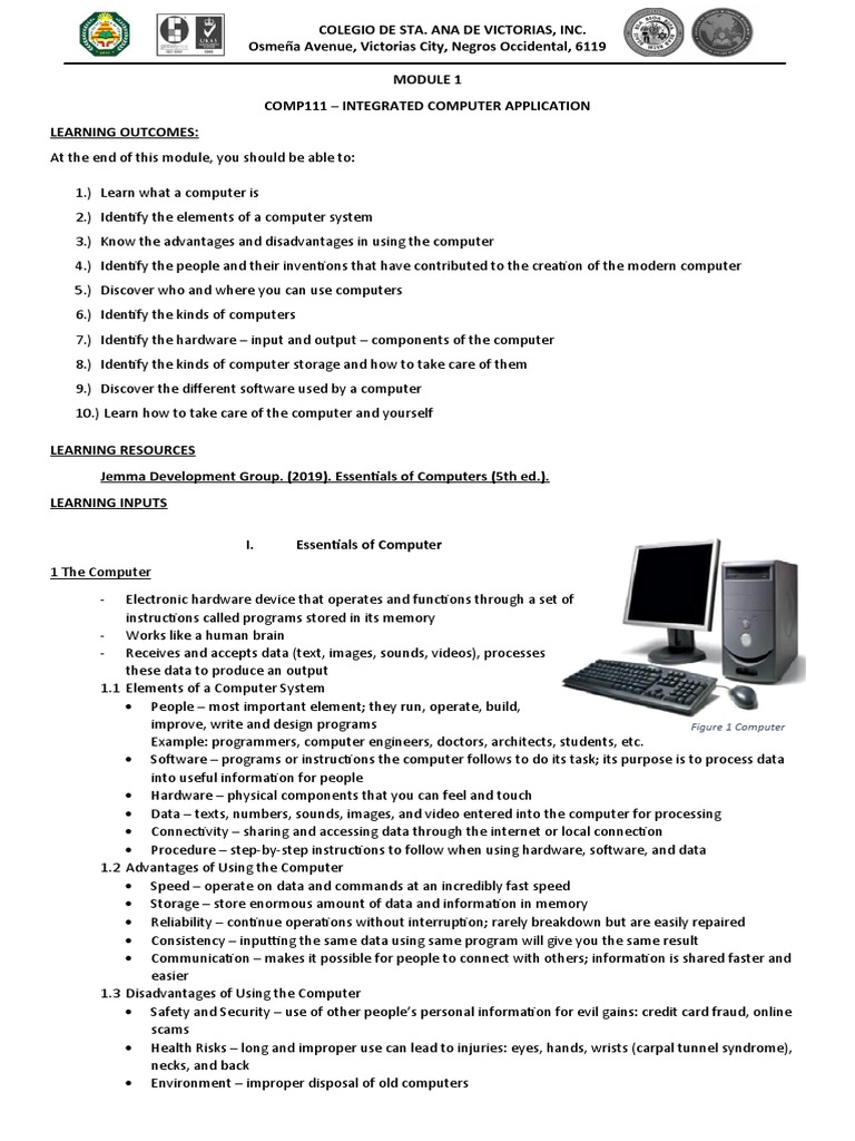COMP111 Module 1 | PDF | Personal Computers | Compact Disc