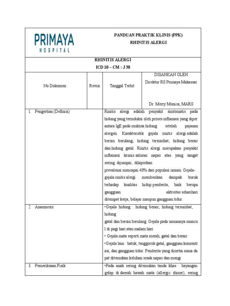 PPK Rhinitis Alergi | PDF