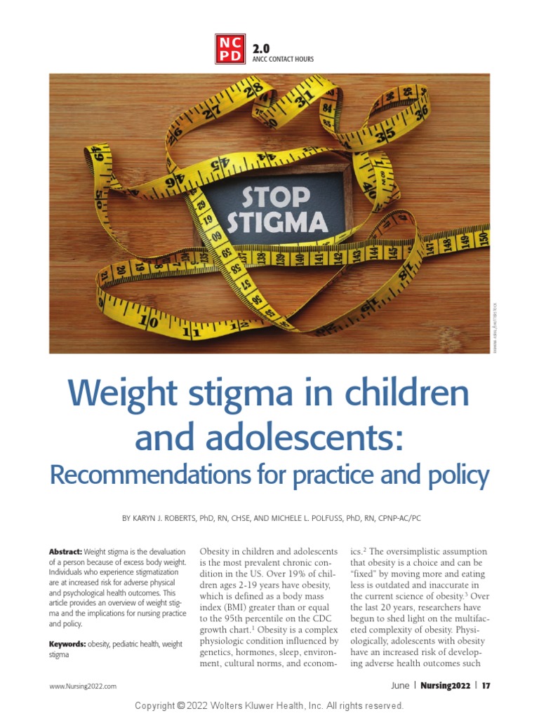 Weight Stigma in Children and Adolescents | PDF | Obesity | Social Stigma