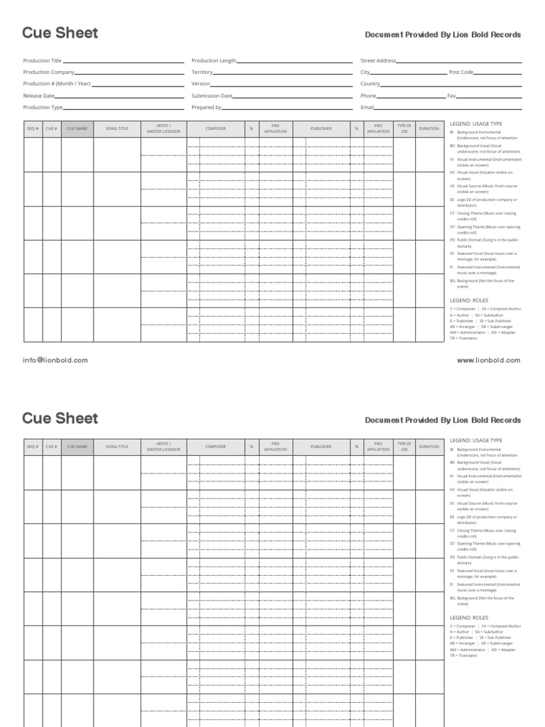 Music Cue Sheet Guide | PDF | Cognition | Cognitive Psychology